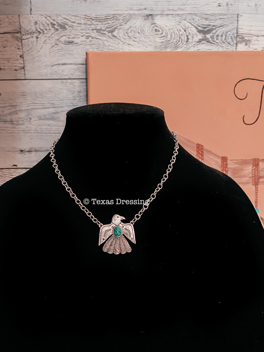 Roam Free Turquoise Thunderbird Necklace – Texas Dressing