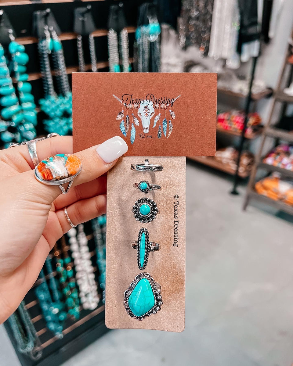 Stone Turquoise Ring Set – Texas Dressing