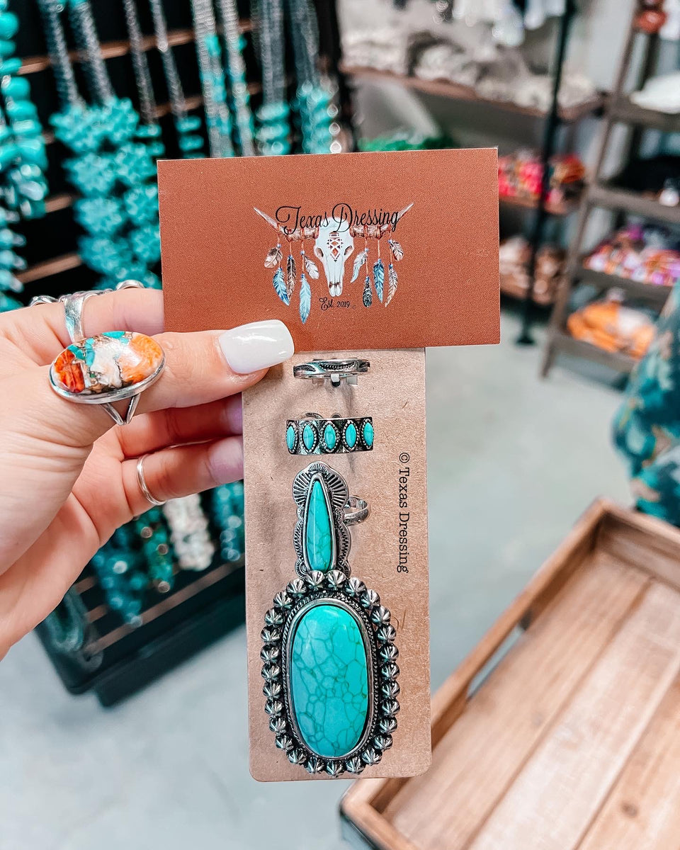 Big Turquoise Ring Set – Texas Dressing