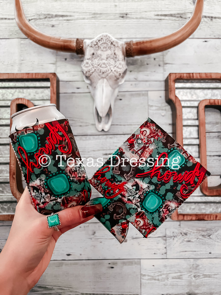 Howdy & Turquoise Koozie – Texas Dressing
